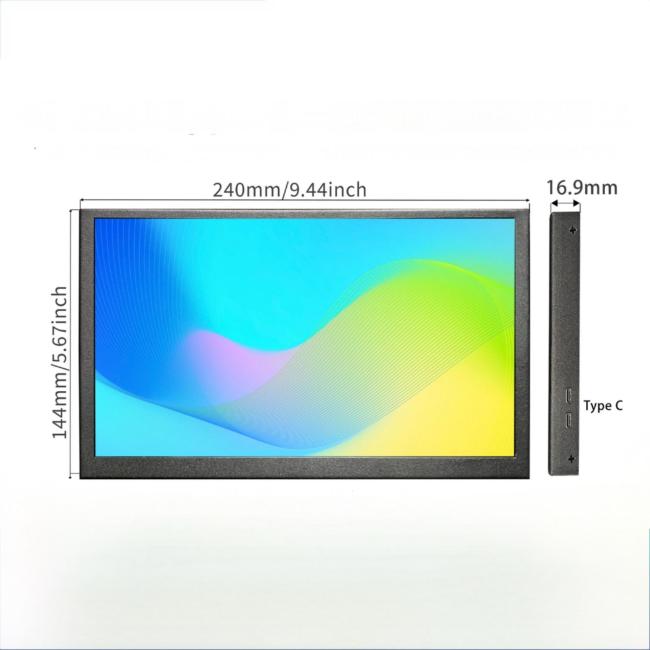 10.1 Inch Portable LCD Monitor with black aluminum alloy casing