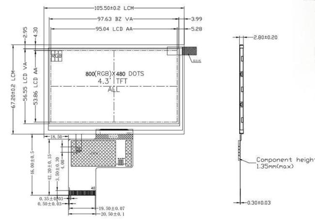 4.3 Inch LCD Display Module technical diagram