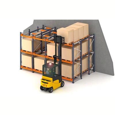 China OEM Size Q235B Steel Push Back Shelving Heavy Duty Steel Racking For Bulk Loads for sale