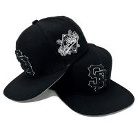 China Custom 3D Embroidered 6 Panel Snapback Caps Flat Bill Brim Unstructured Adjustable for sale