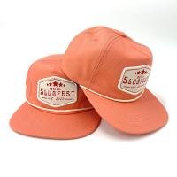 China Woven Patch 3D Embroidered Snapback Hat Cotton 5 Panel Soft Fabric Flat Bill Adjustable Cap for sale