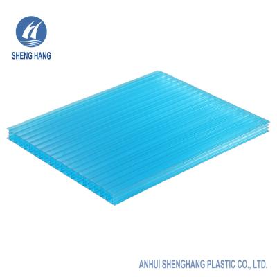 China Blauw 4 Laag 18mm Polycarbonaat Hol Blad maakt 1050mm vuurvast Te koop