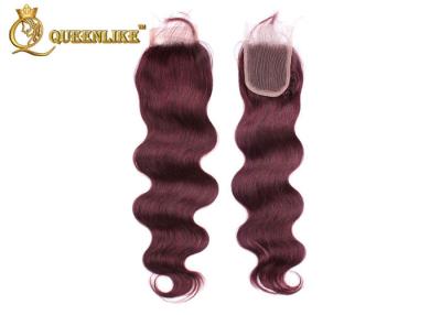 China 99J Red Swiss Straight Human Hair Lace Closure Brazilian Hair With Lace Closure for sale