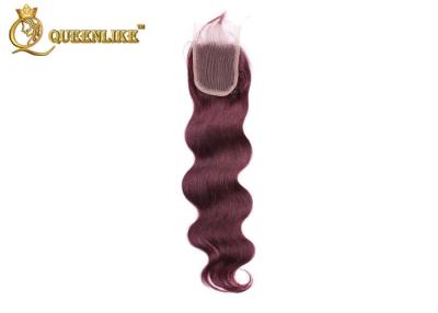 China Dark Brown Free Part Lace Closure , PU / Swiss / French Lace Closure With Bleached Knots for sale