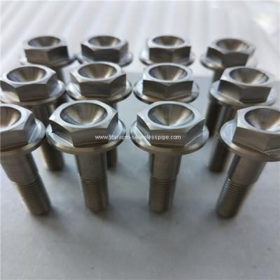 China Ti Titanium metal Gr5 grade 5 M8 x 35mm DIN 6921 Hex Head Flange Bolt Screw Fastener for sale
