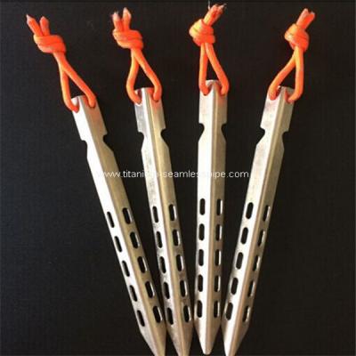 China 10pc Gr5 Titanium Tent Peg 160mm Spike Camping Stake Nail Self Defense Survival Tool for sale