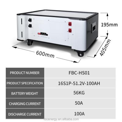 China Stacked 51.2v All In One Solar System Off Grid 5kw 48v 100ah Lifepo4 Battery for sale
