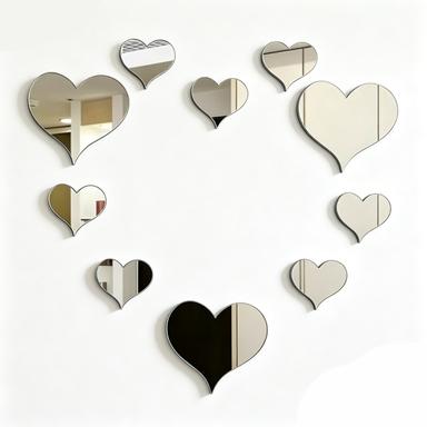China Wholesale Heart Shape Self Adhesive PC Mirror Wall Stickers For Wedding Bedroom Valentine Rental House Decor for sale