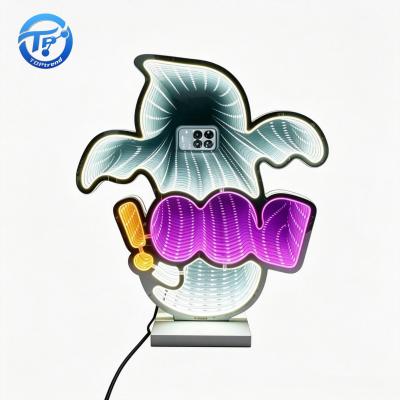China Cartoon Ghost Shaped LED Infinity Mirror With Base Infinity Mirror Light For Shop Decor for sale