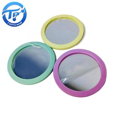 China 60mm Acrylic Mirror Sheet Soft Silicone Frame Shatterproof Small Acrylic Mirror Portable for sale
