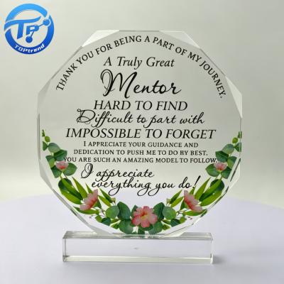 China Floral Engraved Acrylic Plastic Sheets Trophy Award Gift Personalized Acrylic Plaque for sale