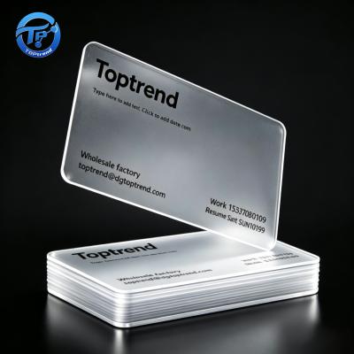 China Custom Clear Acrylic Business Cards Blank PMMA Visiting Cards Laser Engraved UV Print for sale