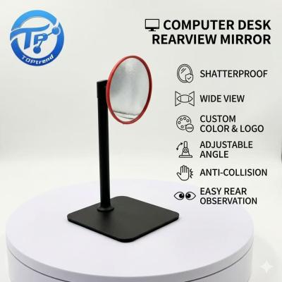 China Mini Office Desk Rearview Mirror Adjustable Convex Wide Angle Privacy Shield With Metal Base for sale
