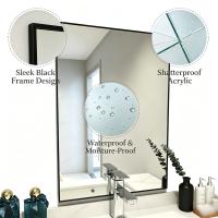 China Rectangular Acrylic Mirror with Black Metal Frame Bathroom Vanity Wall Mirror for sale