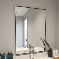 China Rectangular Acrylic Mirror with Black Metal Frame Bathroom Vanity Wall Mirror for sale
