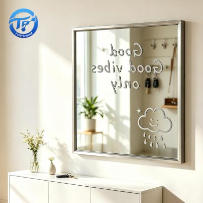 China 200×200×20mm Square PS Decor Wall Mirror With Aluminum Frame, Shatter‑Proof Custom Printed PS Mirror For Home Interior Wall Art Decor for sale
