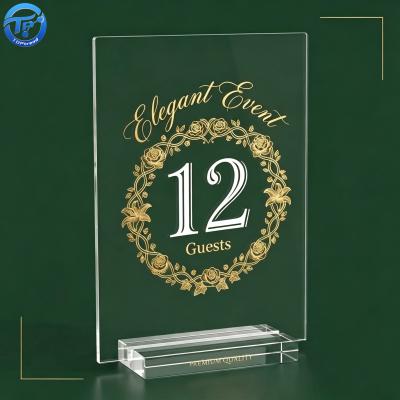 China Custom Acrylic Table Number Signs with Stand Clear Arch Wedding Table Numbers Restaurant Reserved Table Signs for sale