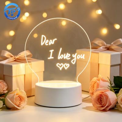China Acrylic Erasable Message Board LED Night Light, Writable Desktop Note Lamp Romantic Gift for Home Decor for sale