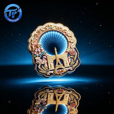 China Custom Infinity Mirror Fridge Magnet, LED Light Up Acrylic Refrigerator Magnet City Souvenir Gift for sale