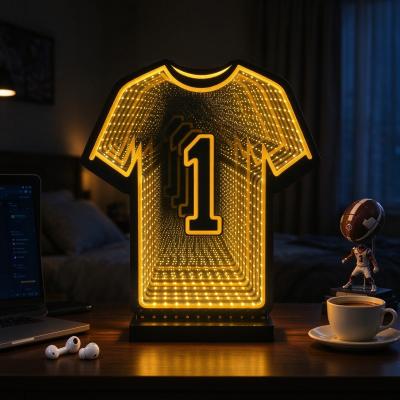 China Jersey Infinity Mirror Light, Custom Number Acrylic 3D Tunnel Effect LED Table Lamp, Sports Fan Souvenir Night Light for Desktop Decor for sale