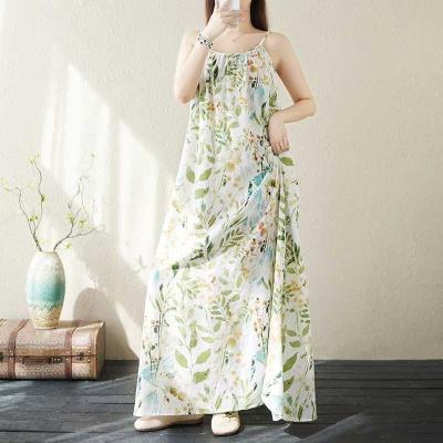 China 2026 Summer Bohemian Dress in Cotton Linen Blend for Plus Size Long Vacation Wear for sale