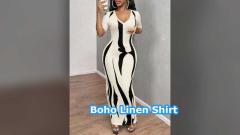 Plus Size Linen Shirt Boho Vacation Style