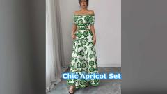 Chic Apricot Two Piece Set For Women