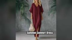 Summer V Neck Dress Loose Comfort Yellow