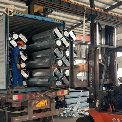 China 2M - 50M Electrical Power Pole / Steel Power Pole Gray With Black Color for sale