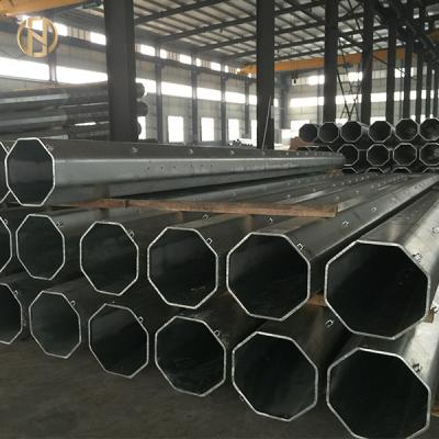 China Custom Made Steel Utility Pole 18 Meter Height With Black Epoxy Paint for sale