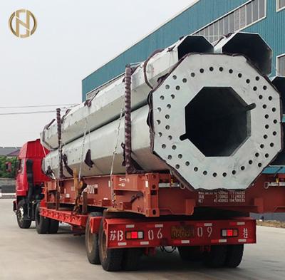 China 100FT 120FT Telecom Poles ASTM A572 GR65 Steel Hot Dip Galvanized for sale