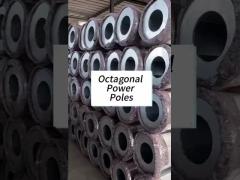 What is the design principle of the octagonal power steel pole with a conical base plate?
