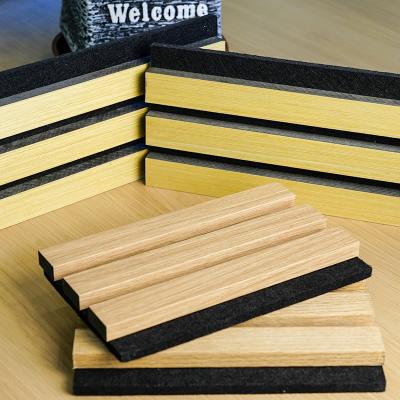 China Modern Ceiling Acoustic Slat Wood Panel Sound Absorption Natural Solid Wood Akupanel for sale