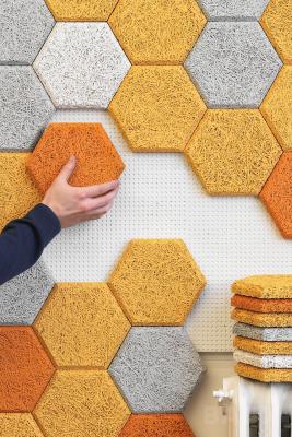 China Hexagon Wood Wool Acoustic Panel Natural Cement Board For Stadium for sale