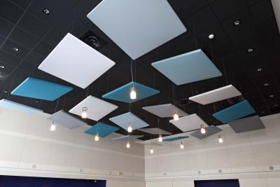 China Eco Friendly Fiberglass Acoustic Natural Wood Veneer Ceiling Panels for sale