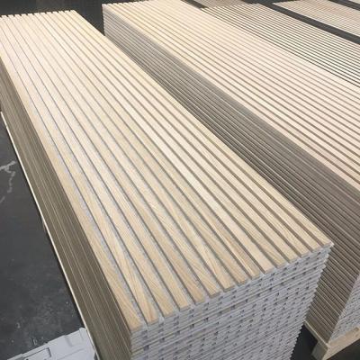 China White Acoustic Slat Wood Panel Fireproof Akupanel MDF Wood Veneer Acoustic Panels for sale