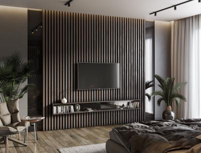 China Modern Acoustic Ceiling Panels MDF Acoustic Wood Slat Panel For Villa for sale