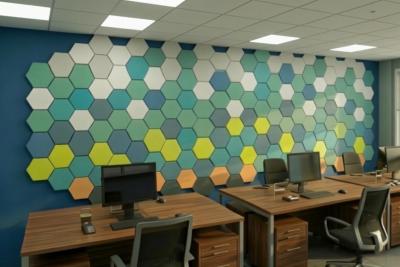China Customized PET Hexagon Acoustic Panel Durable Polyester Acoustic Panel for sale
