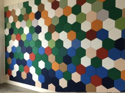 China Eco-Friendly Acoustic Fiber Board Noise Reduction Hexagon Acoustic Panel for sale