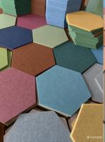 China 100% Polyester Fiber Hexagon Acoustic Panel 12mm 1220x2440mm Sound Absorbing for Home Theater for sale