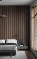 China Wood Slat Acoustic Panel 21mm High Density Sound Absorbing Ceiling Wall Panel for sale