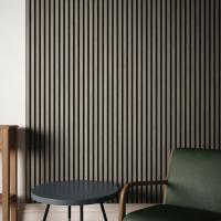 China Wood Slat Acoustic Panel 21mm Sound Absorbing Wall Ceiling Panel Noise Reduction MDF Veneer for sale
