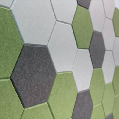 China Hexagon Polyester Fiber Acoustic Panel PET Acoustic Felt Panel for Hall for sale