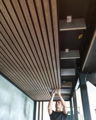 China Walnut Wood Acoustic Ceiling Panel MDF Akupanel for Room Decor for sale