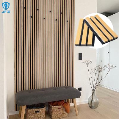 China MDF Acoustic Slat Wall Panel Walnut Wood Acoustic Ceiling Panel for Wall Decor for sale
