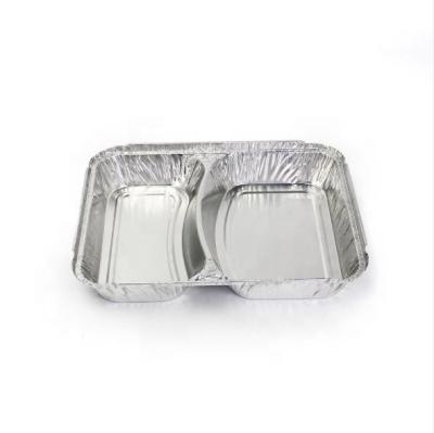 中国 2-compartment lunch box Wholesale Eco- friendly takeaway packaging containers aluminium foil tray food packaging 販売のため