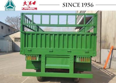 China Green Color 20ft 2 Axle Flatbed Truck Trailer Drawbar Trailer With Side Wall for sale