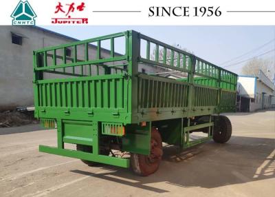 China Green Color 20ft 2 Axle Flatbed Truck Trailer Drawbar Trailer With Side Wall for sale