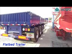 Semi Flatbed Trailer 3 Axle Drop Side High Tensile Steel 40ft For Dry Load