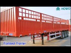 Fence Semi Flatbed Trailer 3 Axle 40FT High Strength Light Weight For Cargo